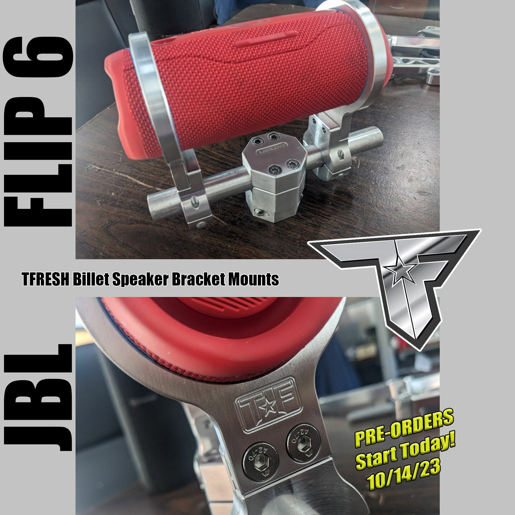 TFRESH billet aluminum JBL Audio Flip 6 speaker mount brackets. (Pre-O ...